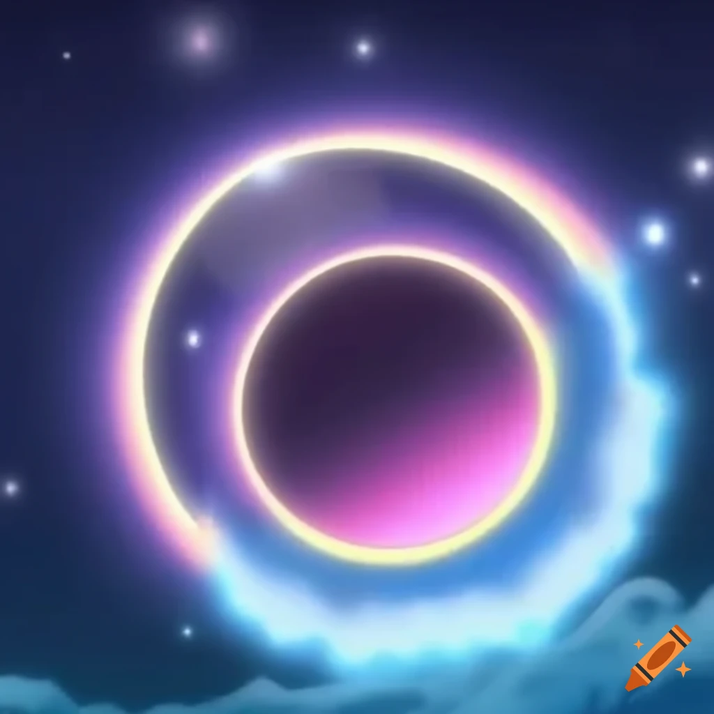 Shiny 3d dazzling eclipse anime with japanese text in 2000's style on ...
