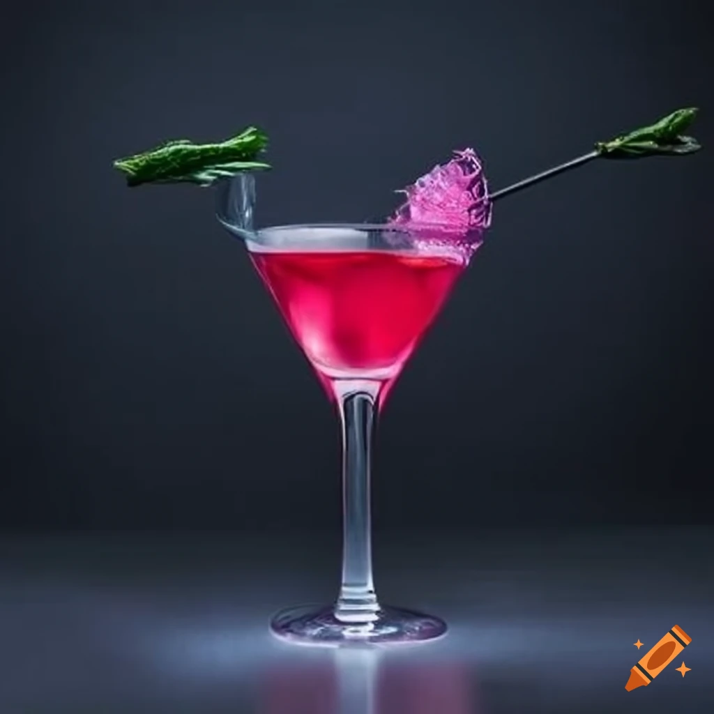 Beautiful glass cocktail decorations with pink drink and table setting ...