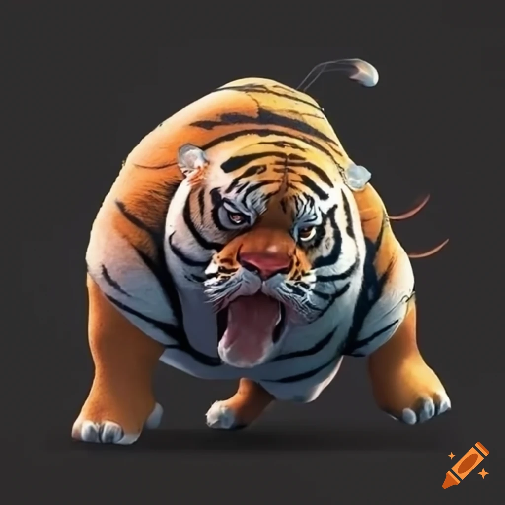 Chubby tiger resting in the shade on Craiyon