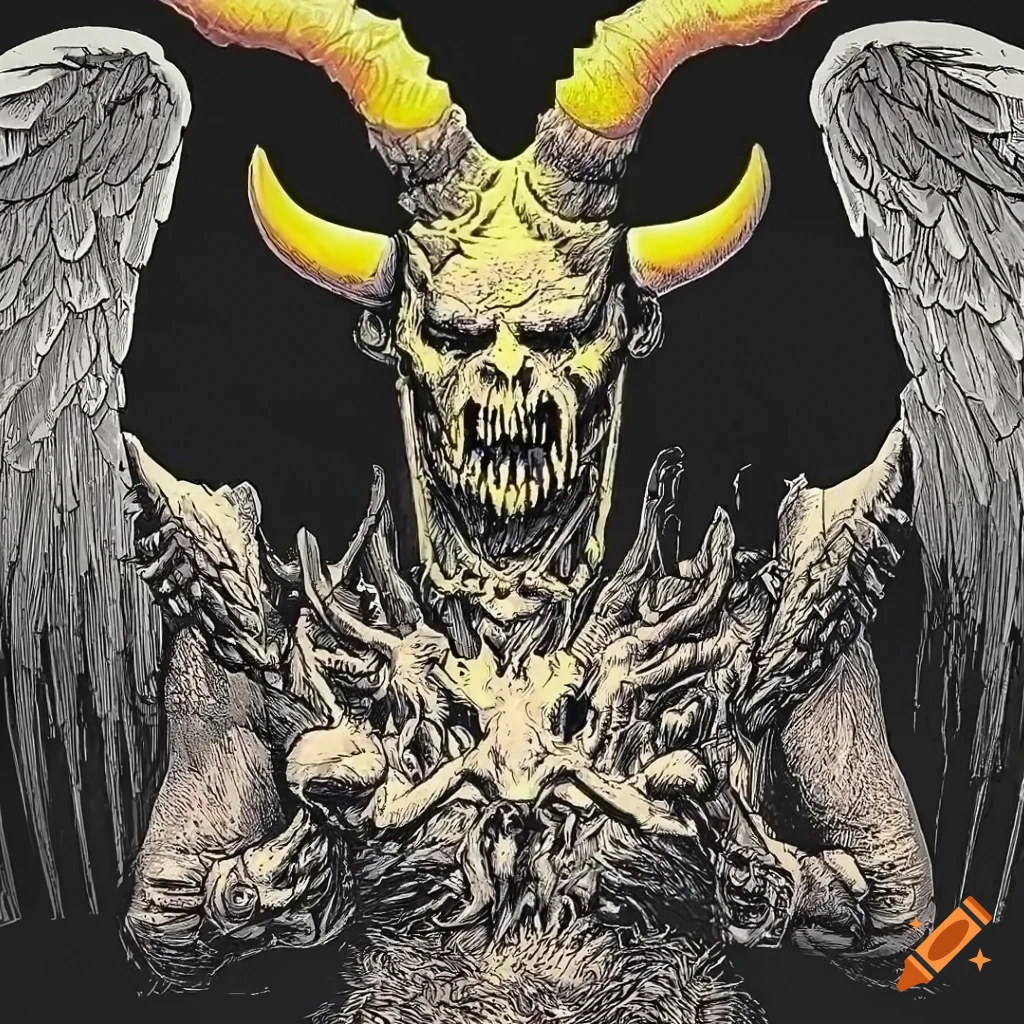 Black and yellow horned demonic angel apostle design inspired by ...