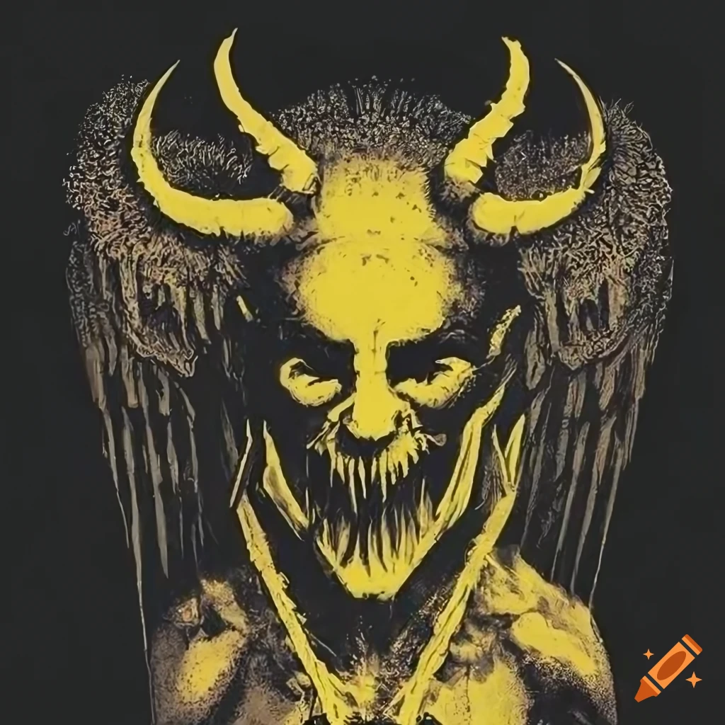 Black and yellow horned demonic angel apostle design inspired by ...