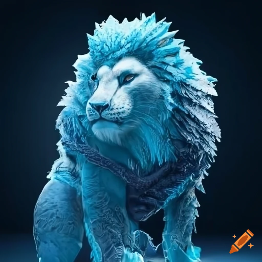 Frost lion with ice armor on Craiyon