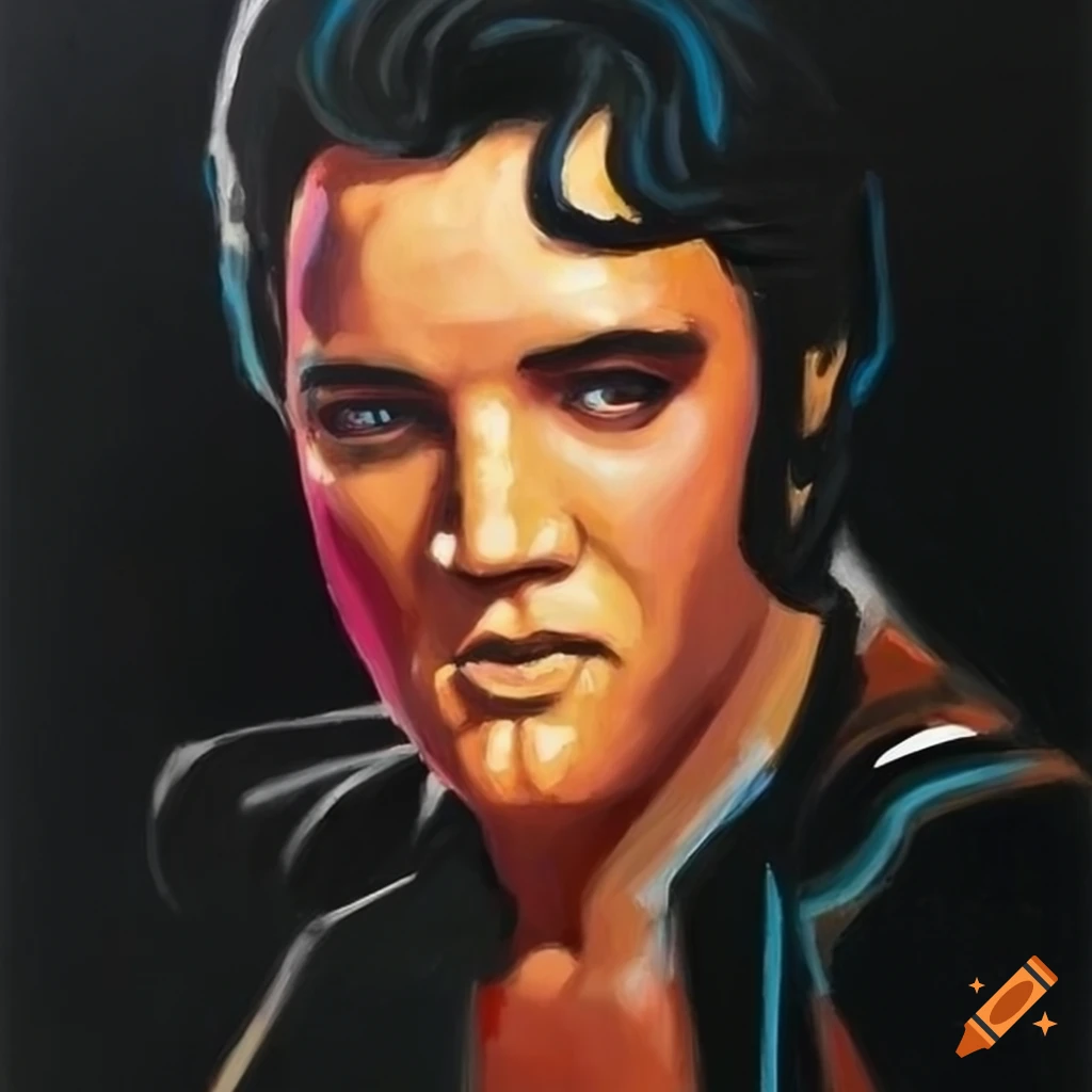 Elvis presley portrait in oil painting style on Craiyon
