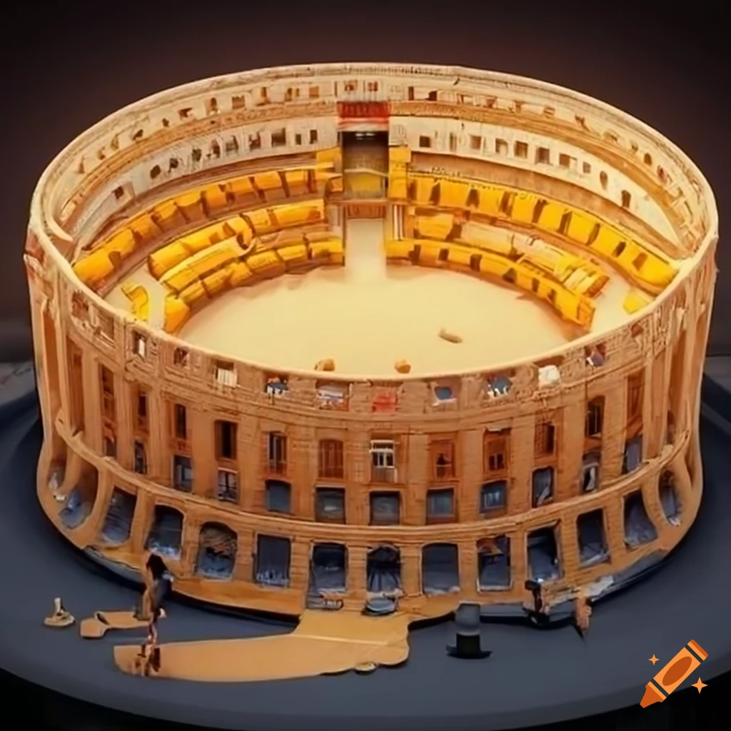 Creative 3d art of a cheese coliseum on Craiyon
