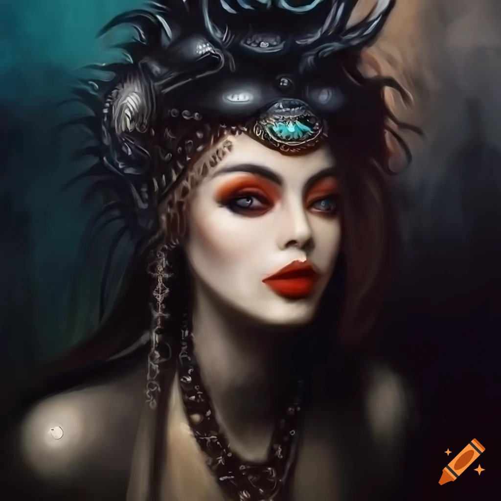 Digital painting of a woman with an alien puppetmaster creature on her ...