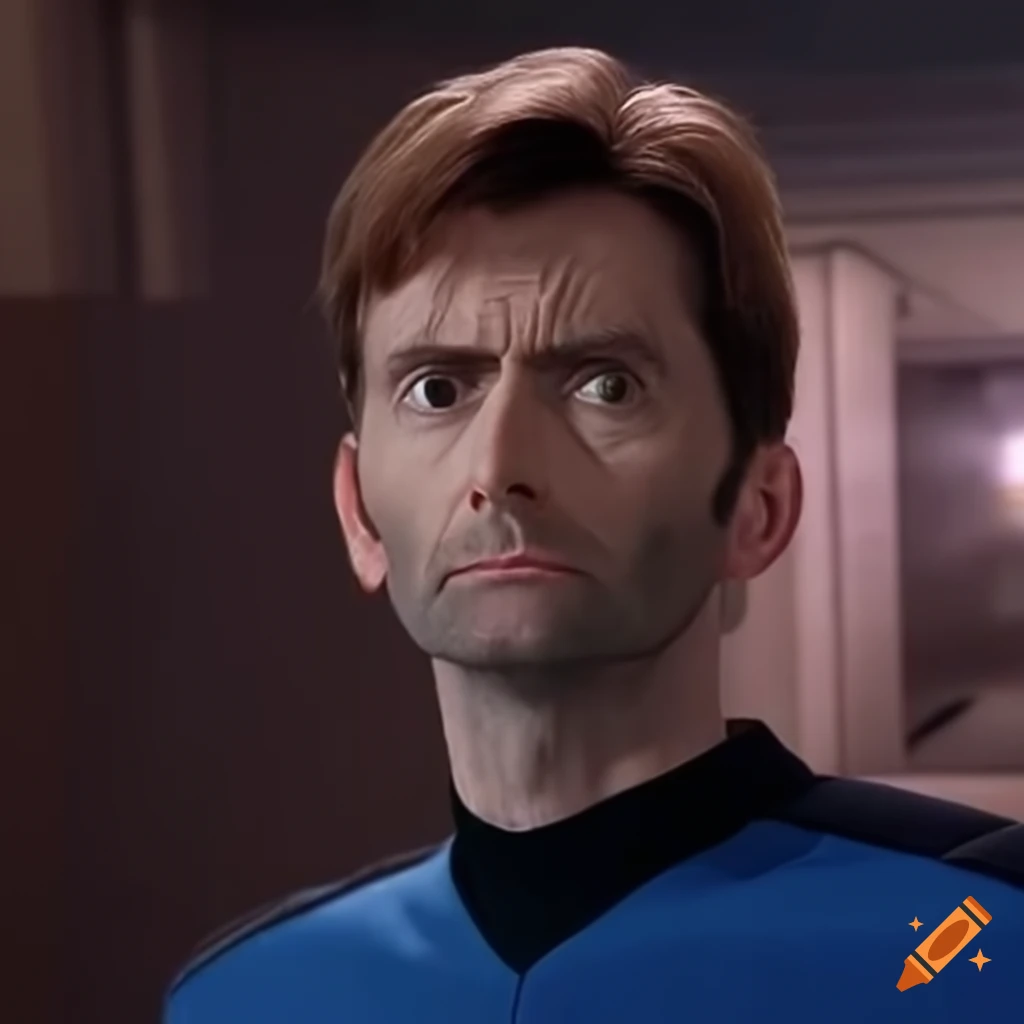 David tennant as a captain in a star trek-themed background on Craiyon