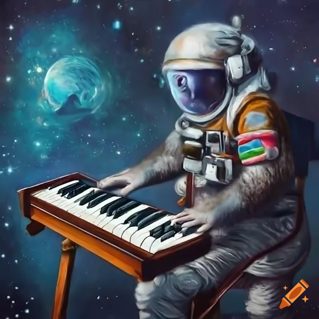 Astronaut monkey playing a synth piano in space on Craiyon