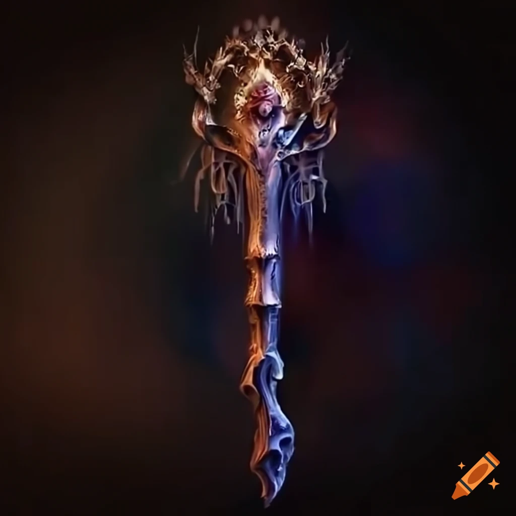 Hyper realistic ornate magic staff casting a powerful spell in 8k ...