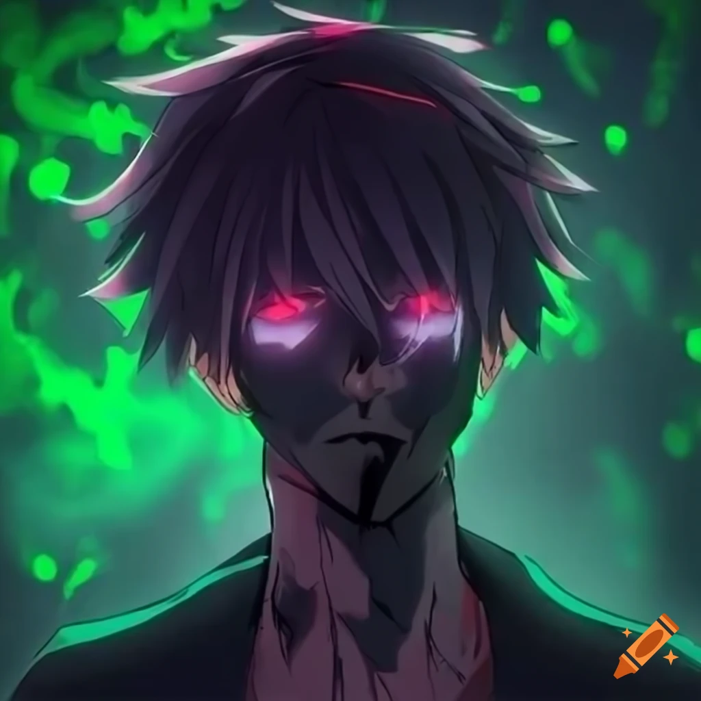 Edgy anime-inspired man with glowing eyes on Craiyon