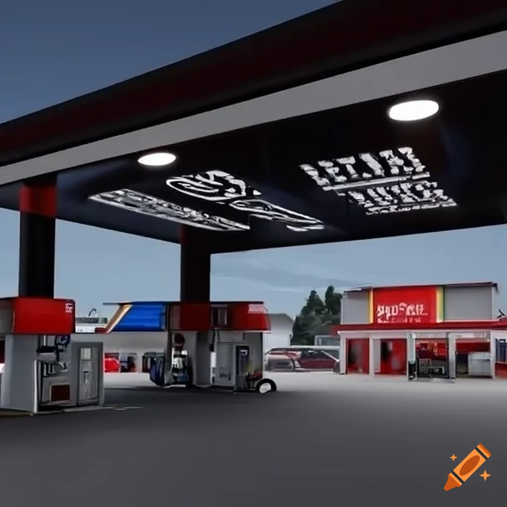 3d welcome signage inside gas station on Craiyon