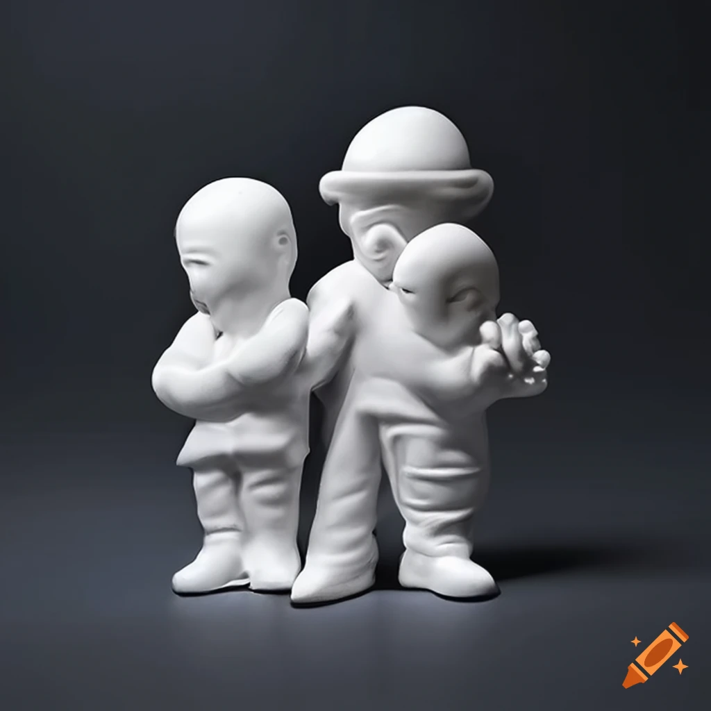 Three hip hop characters in ceramic on Craiyon