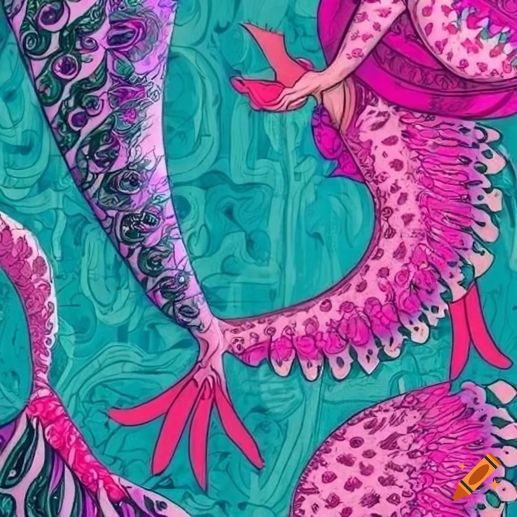 Mermaid repeating patterns on Craiyon