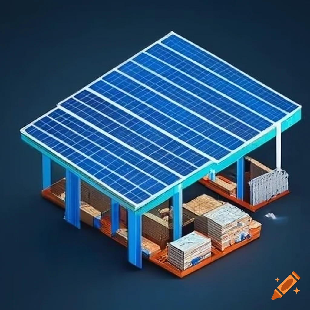 Optimized warehouse layout design for storing photovoltaic panels from adani on Craiyon