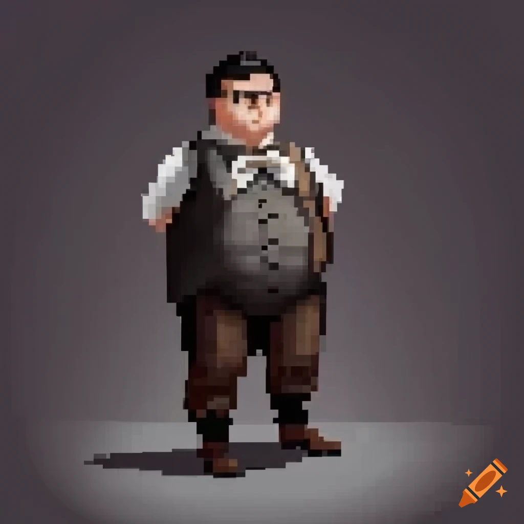Overweight young male halfling wearing vest and glasses in realistic ...