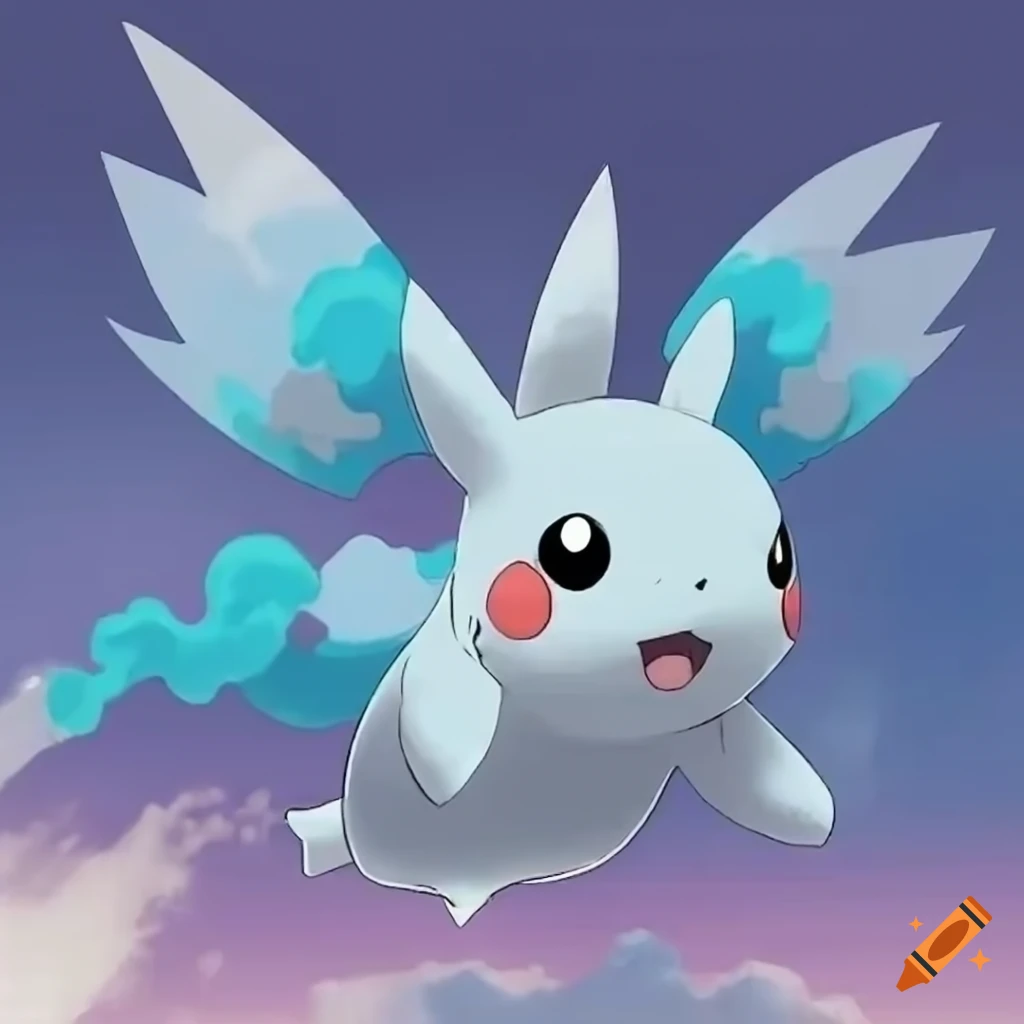 Pokemon representing oxygen with blue, white, clouds, and air elements ...