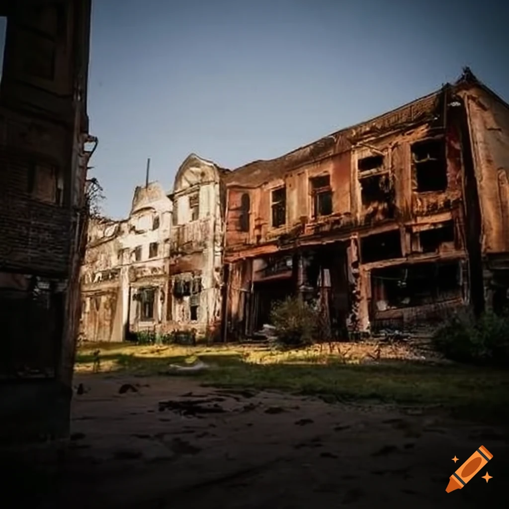 Post-apocalyptic lafayette louisiana with a tall colonial style ...