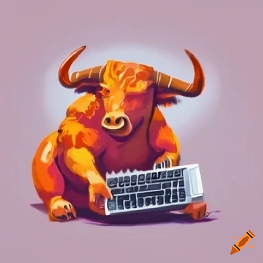 Orange bull lifting a keyboard on Craiyon