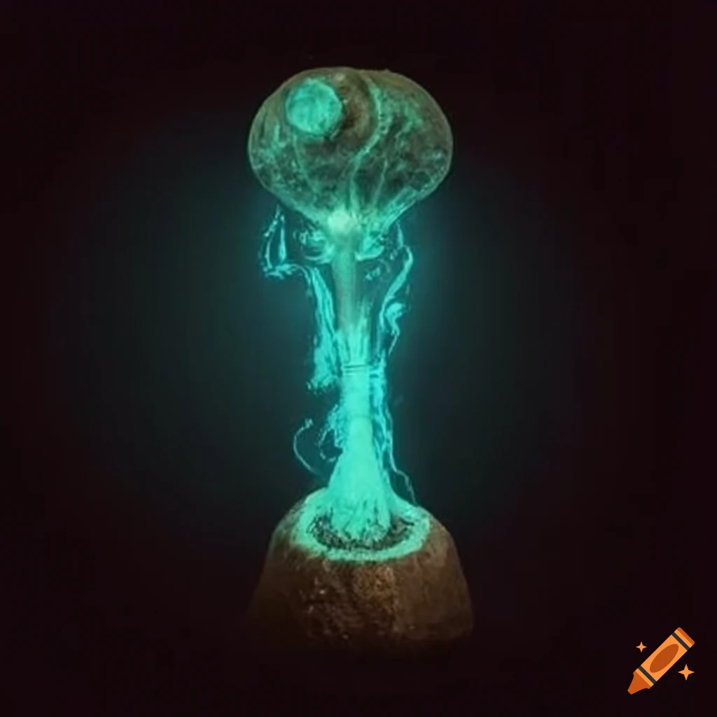 Ancient alien artifact with mysterious symbols and a glowing aura on ...