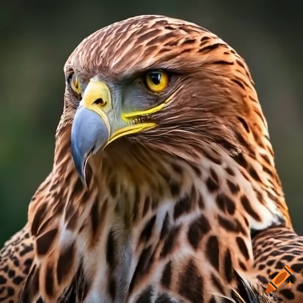 Impressive muscular eagle with leopard spots and tiger stripes on Craiyon