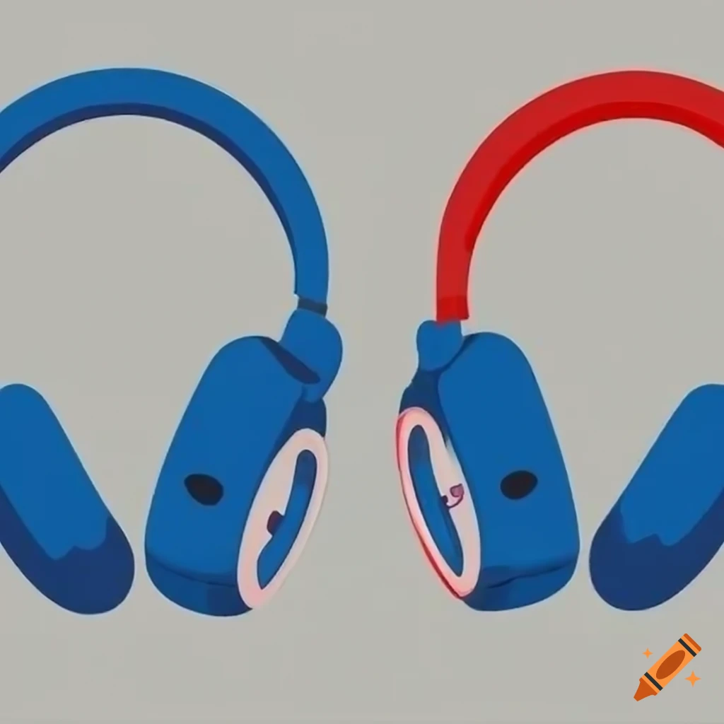 Red and blue headphones with taegeuk circle design on Craiyon