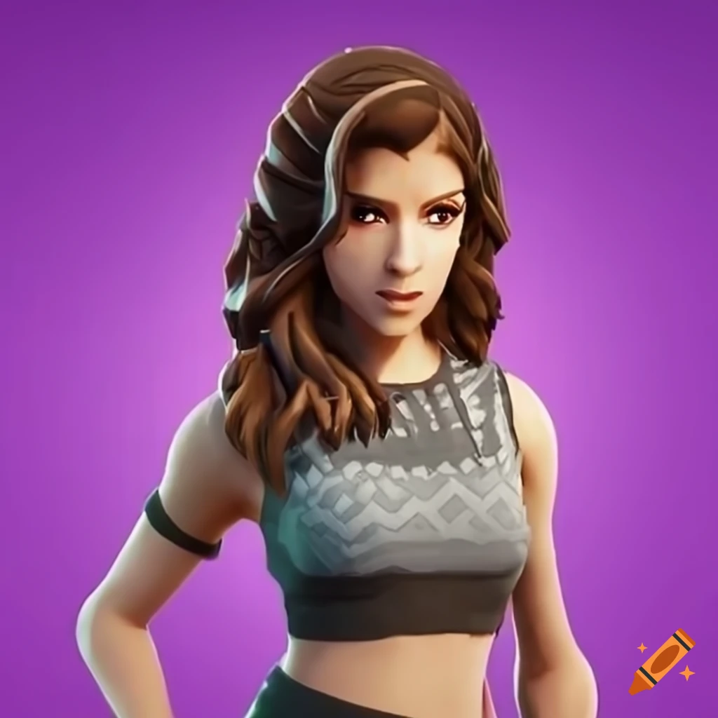 Anna kendrick portrayed as a fortnite skin on Craiyon