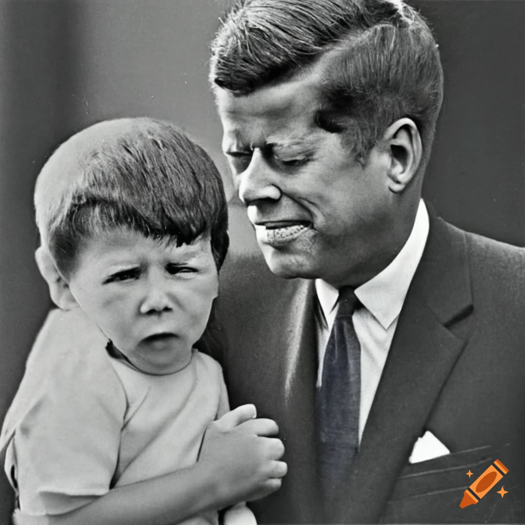 JFK consoling a crying child on Craiyon