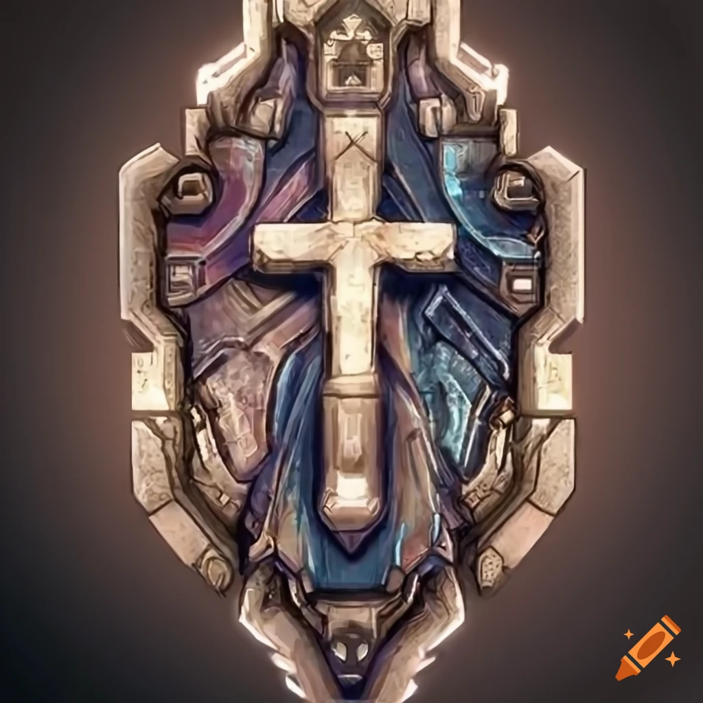 Complex design of a unique catholic badge in the style of halo reach on ...