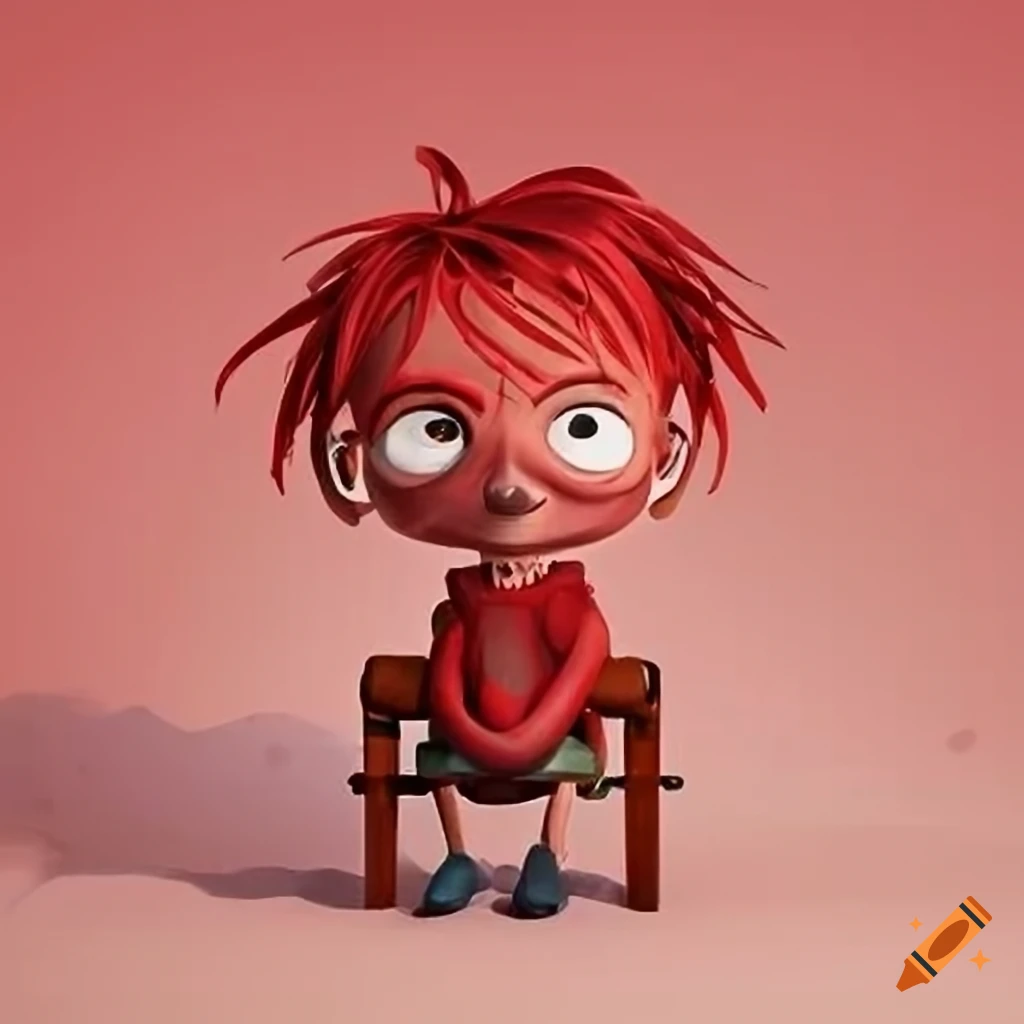 Lonely faraway red character on Craiyon