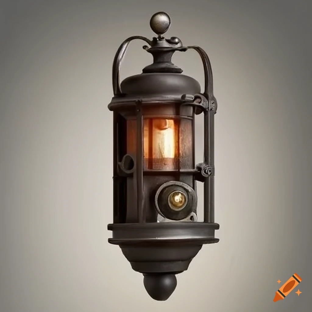 Steampunk outdoor wall lamp on Craiyon