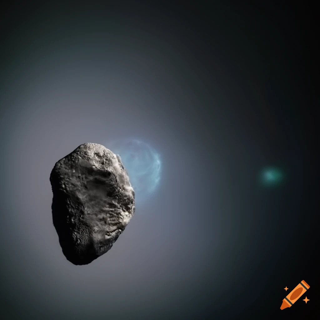 Close-up view of a unique asteroid with intricate craters on Craiyon