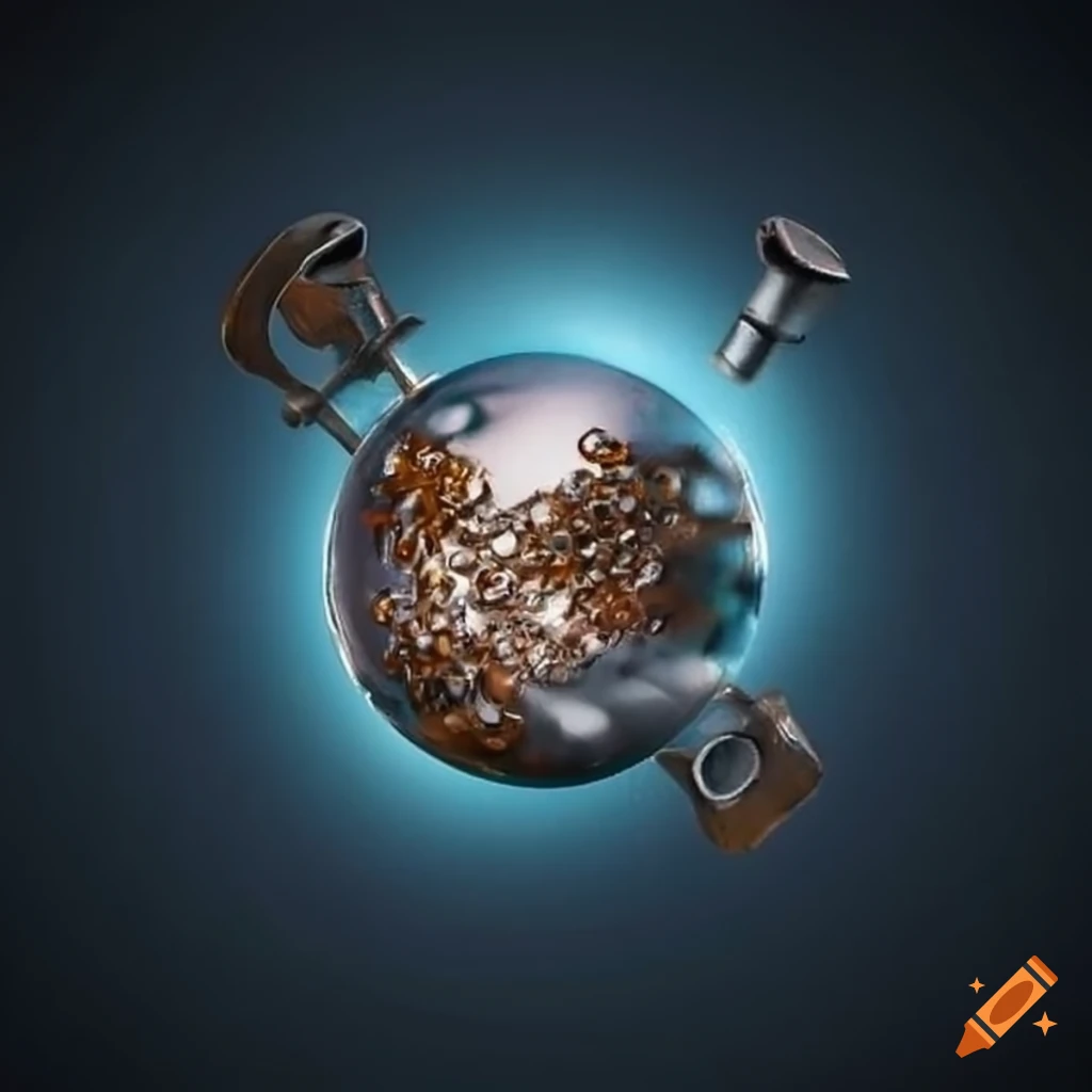 Metal planet with screws, nuts, and bolts on Craiyon