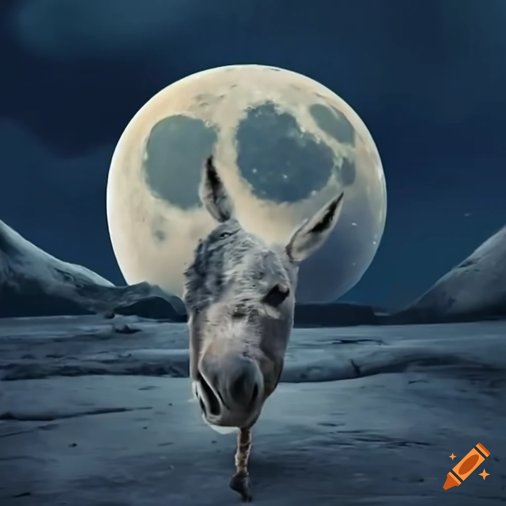 Donkey dancing on the moon on Craiyon