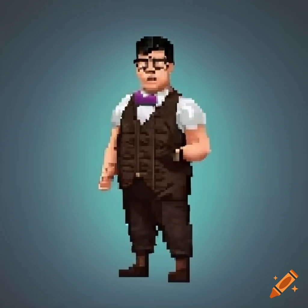 Overweight young male halfling wearing vest and glasses in realistic ...