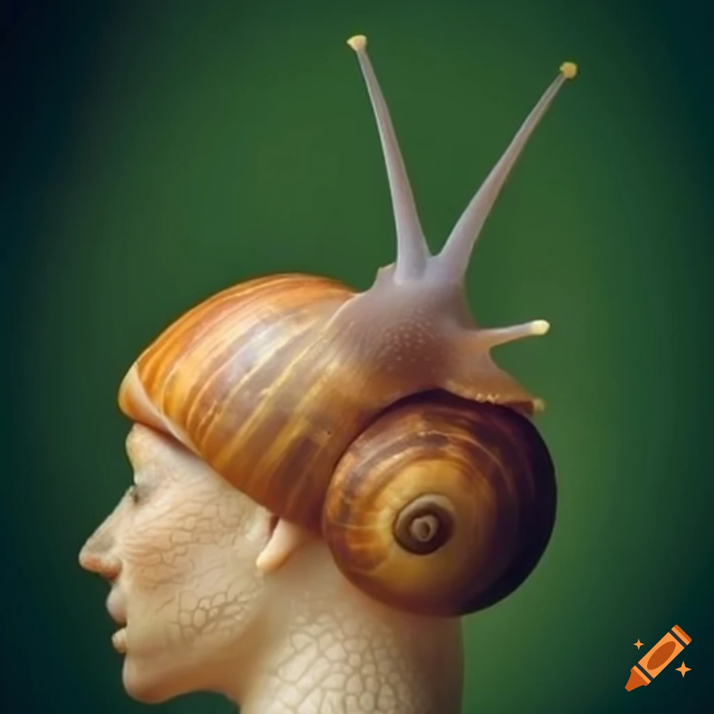 Snail with a human head on Craiyon