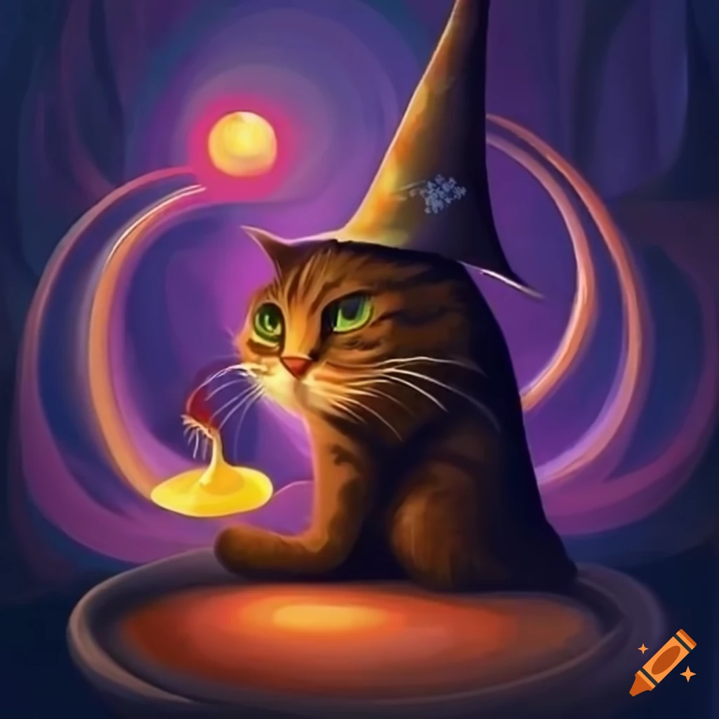 Magic wizard with a cat on Craiyon