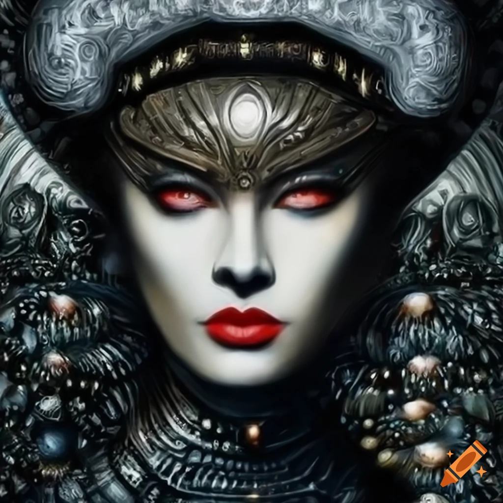 Digital painting of a woman with alien puppetmaster creature influenced ...