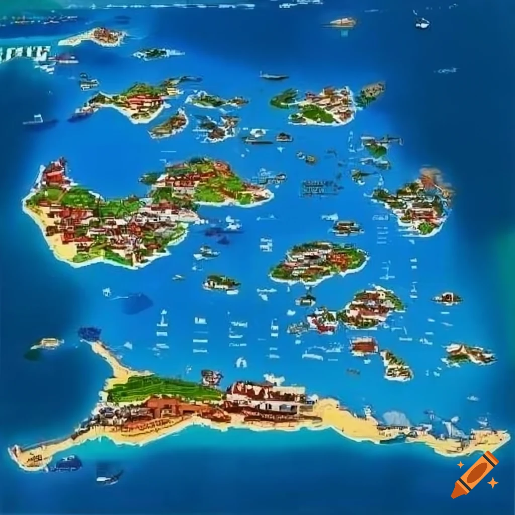 Map of South Blue from the world of One Piece, featuring various ...