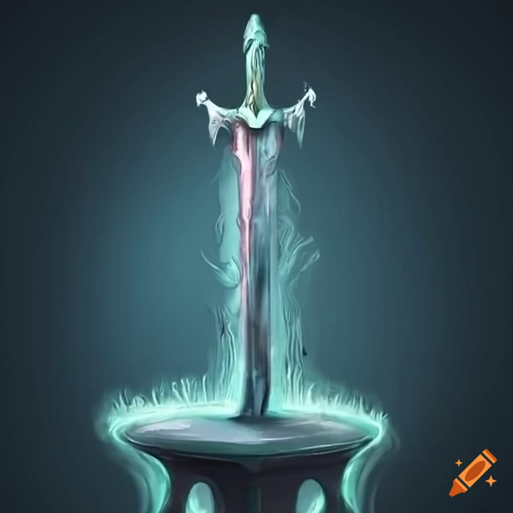 Mythical sword resting on a pedestal, ready for discovery on Craiyon