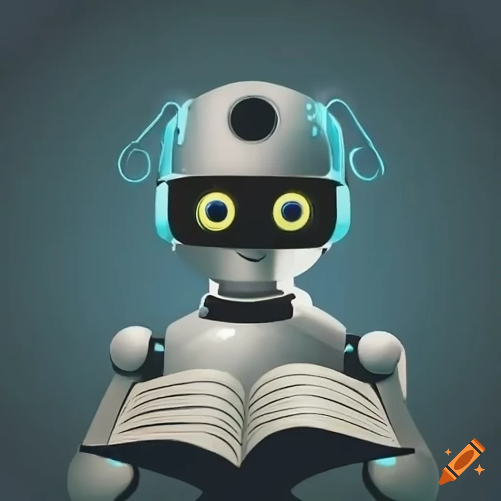 Robot reading books on Craiyon