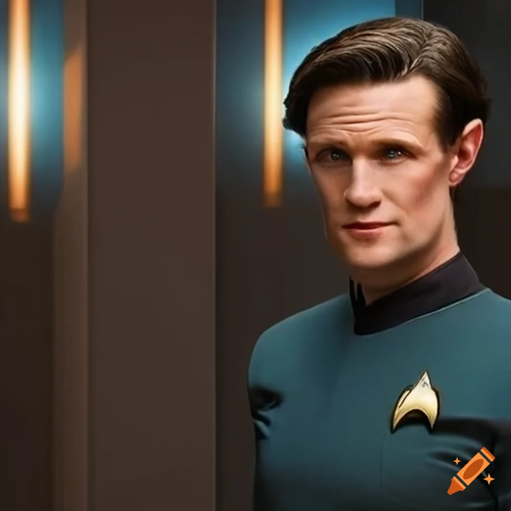 Matt smith as a captain in a star trek-themed background on Craiyon