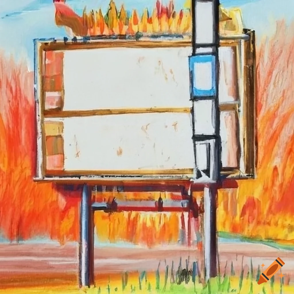 Crayon drawing of a 14x48 billboard on Craiyon