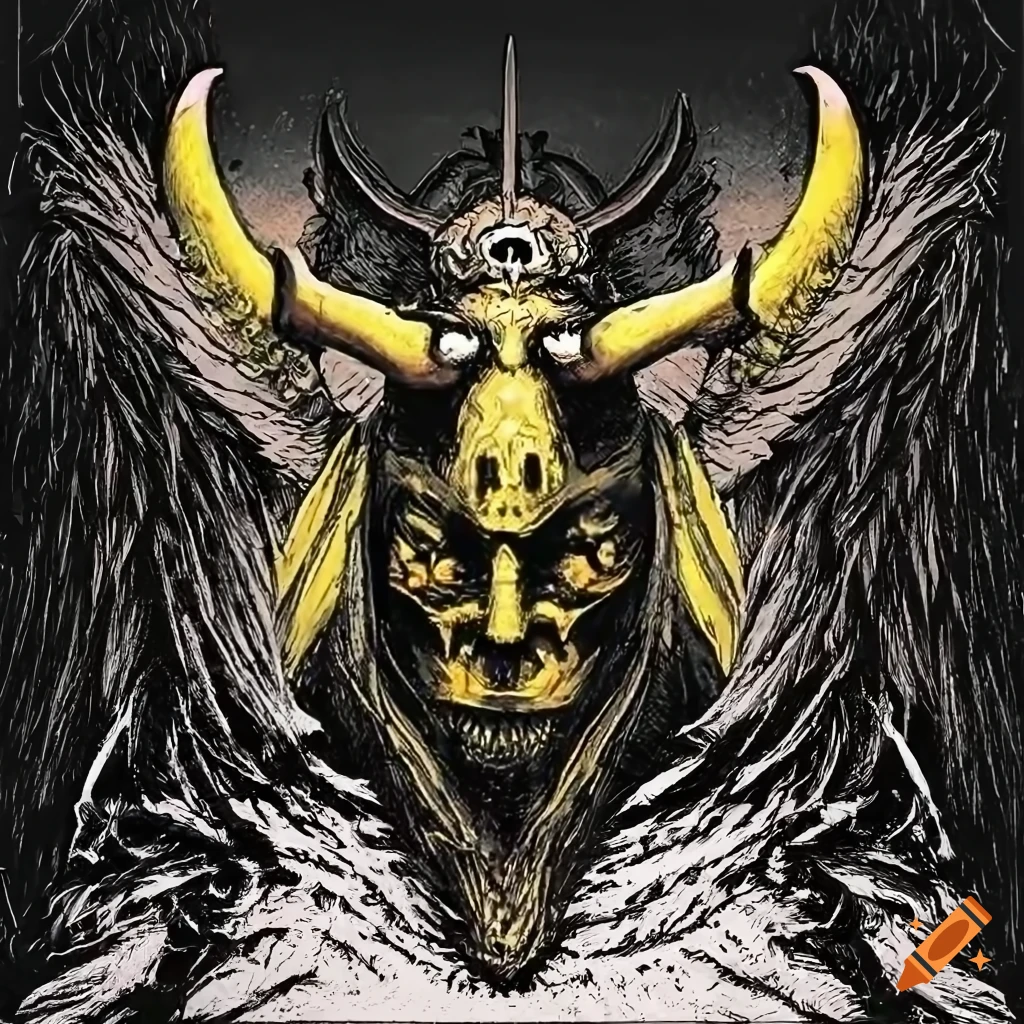 Black and yellow horned demonic angel apostle design inspired by ...