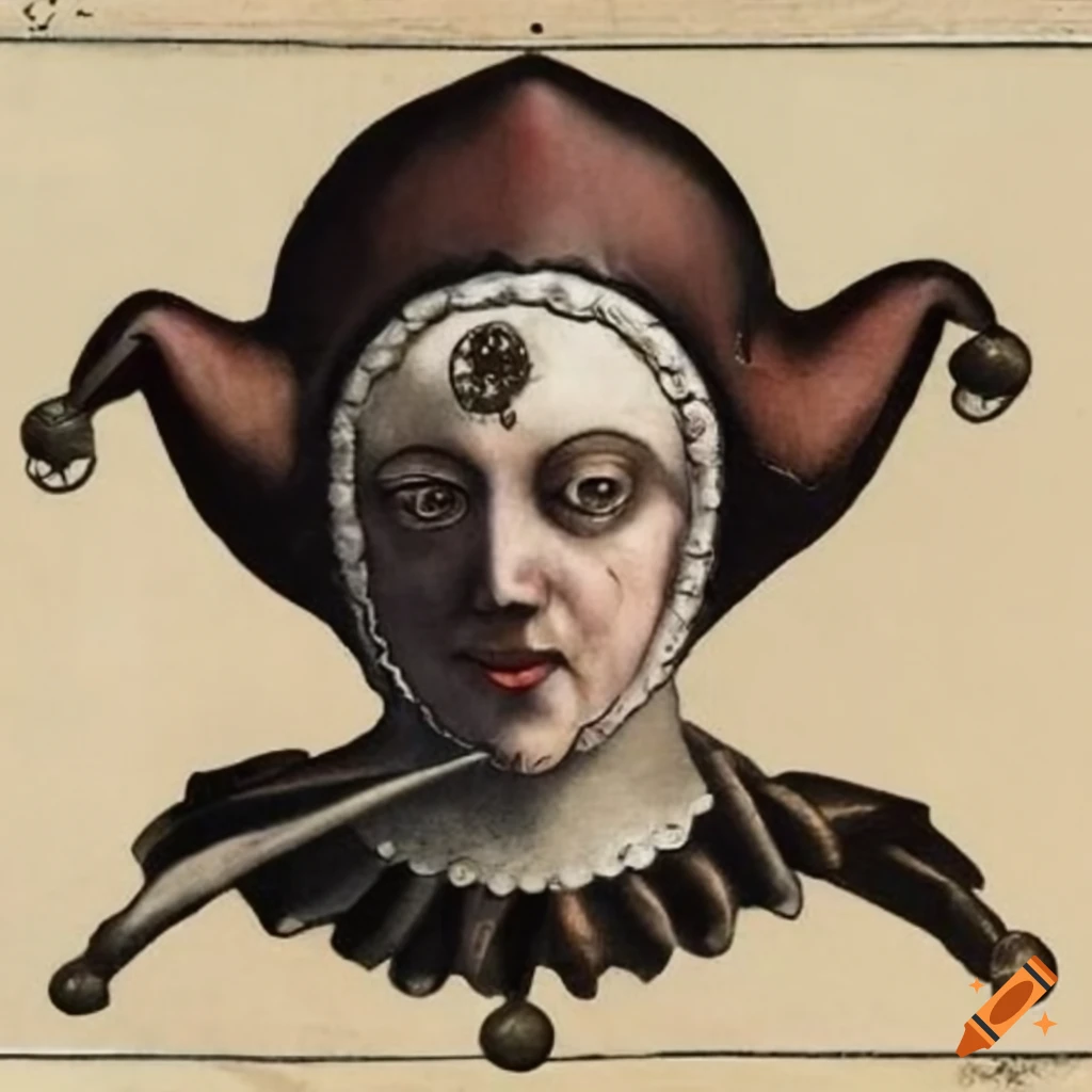 Medieval jester in low-quality photo on Craiyon