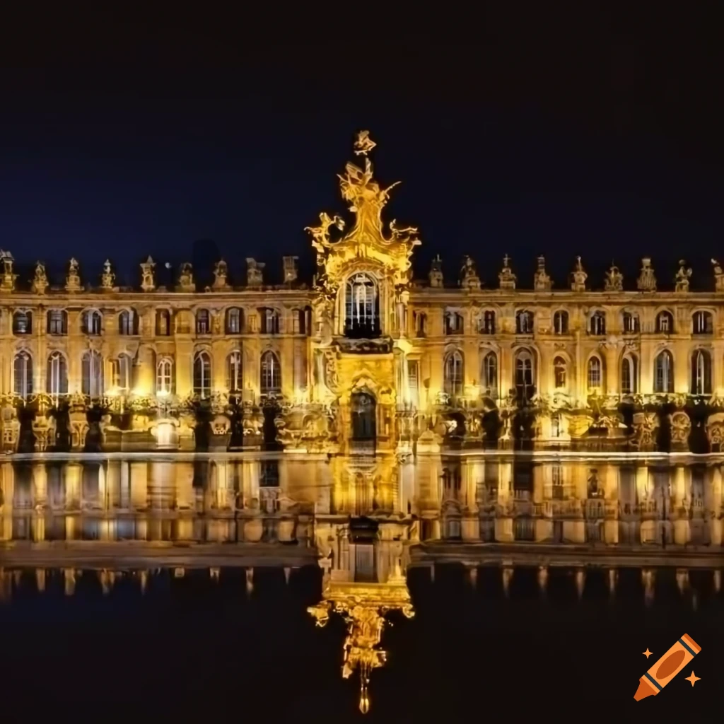 Aerial view of place stanislas in nancy, france at night on Craiyon