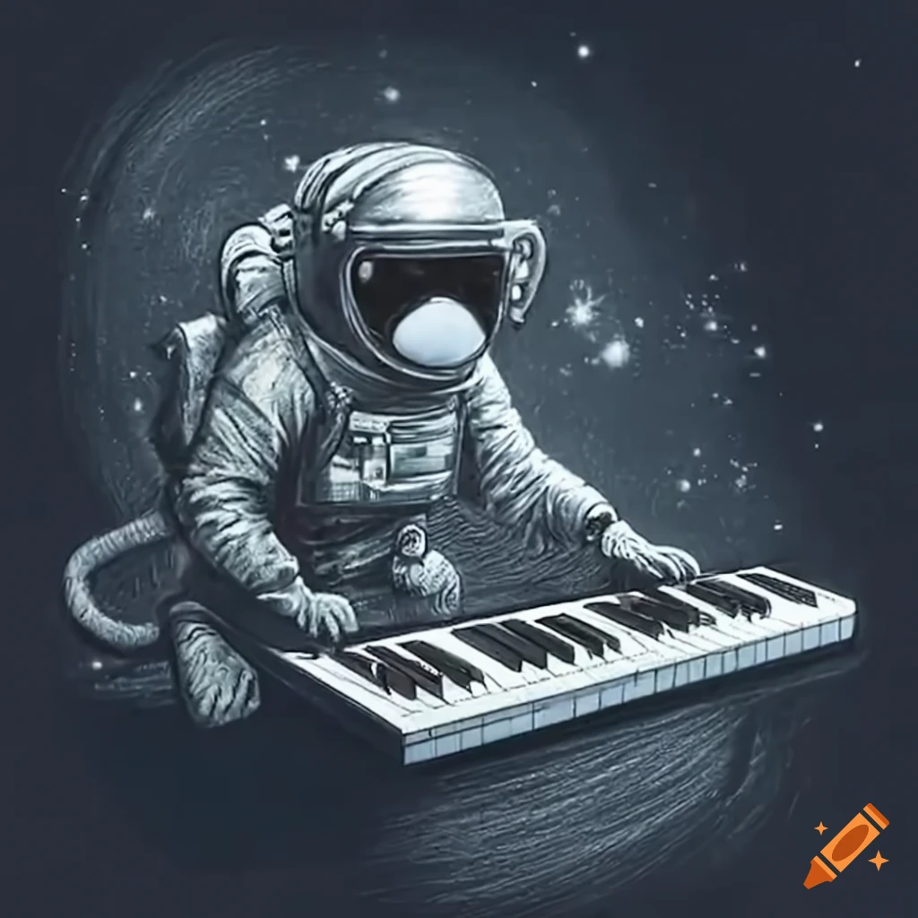 Astronaut monkey playing a synth piano in space on Craiyon