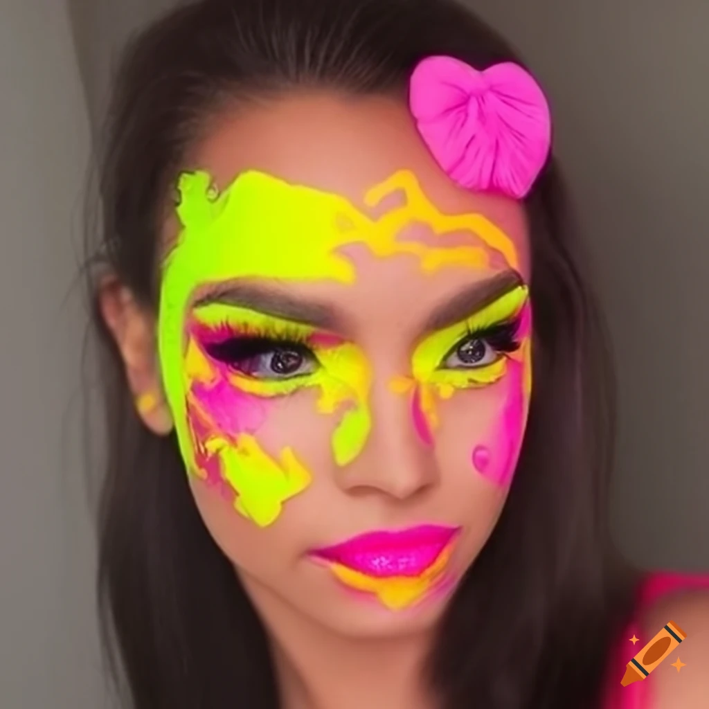 Neon pink and yellow makeup on Craiyon