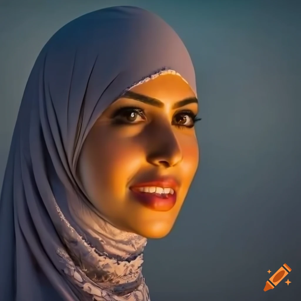 Young Palestinian woman in hijab showing compassion and resilience ...