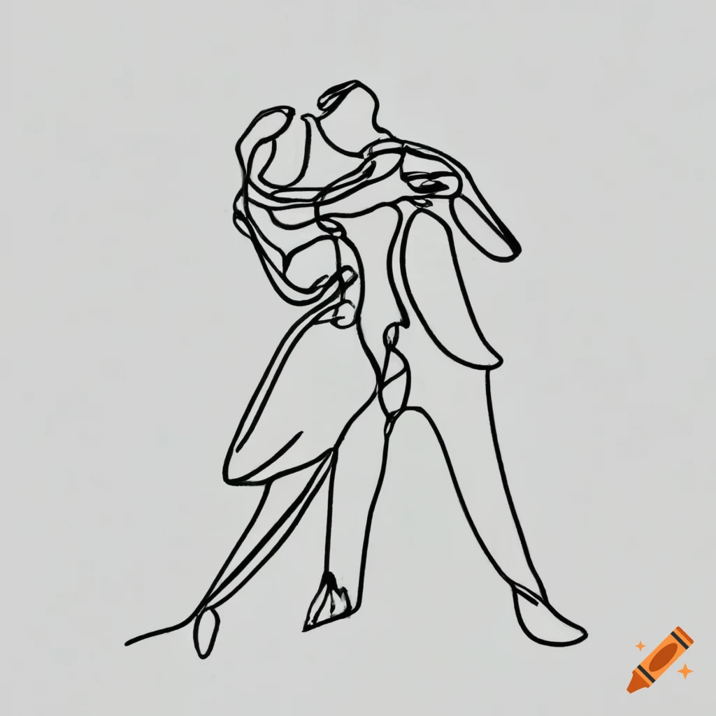 Single line drawing of 2 tango dancers on Craiyon