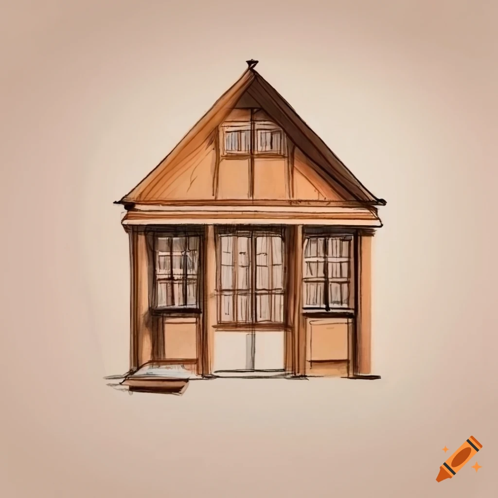 Architectural sketch layout of a timberframe by schinkel with soft ...