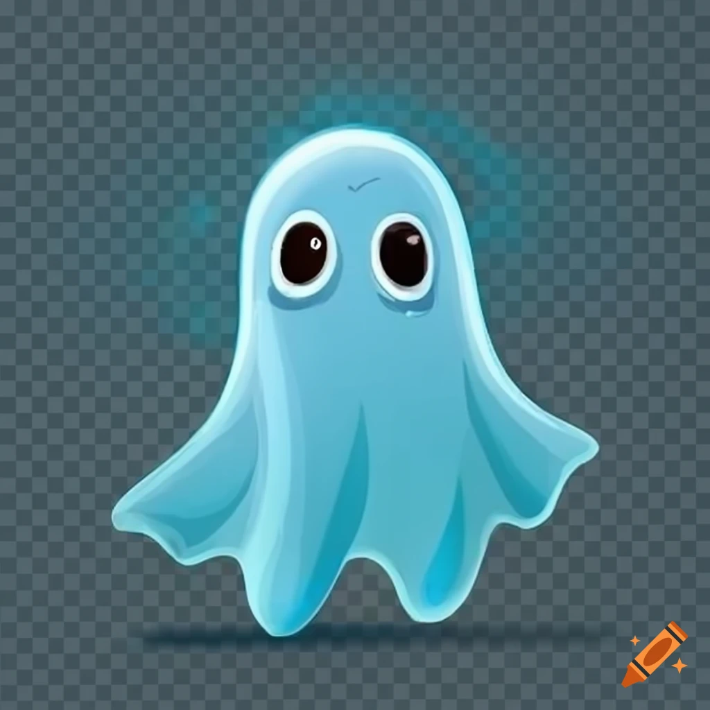 Light blue cartoon ghost on transparent background on Craiyon
